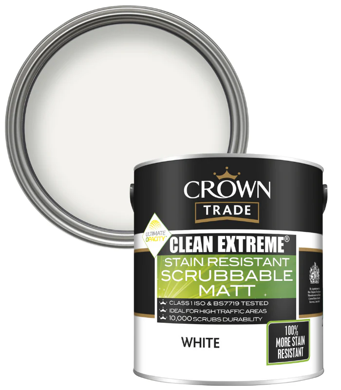 CROWN TRADE CLEAN EXTREME SCRUBBABLE MATT 2.5L - WHITE - Chartway ...