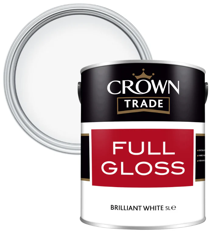 CROWN TRADE FULL GLOSS 5L - BRILLIANT WHITE - Chartway Building Supplies