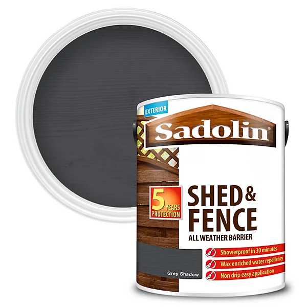 SADOLIN SHED & FENCE PAINT 5L - GREY SHADOW - Chartway Building Supplies